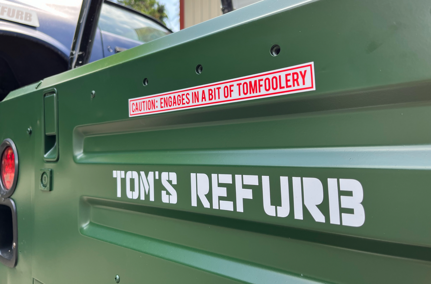 “Tomfoolery” Caution sticker – Tom's Refurb